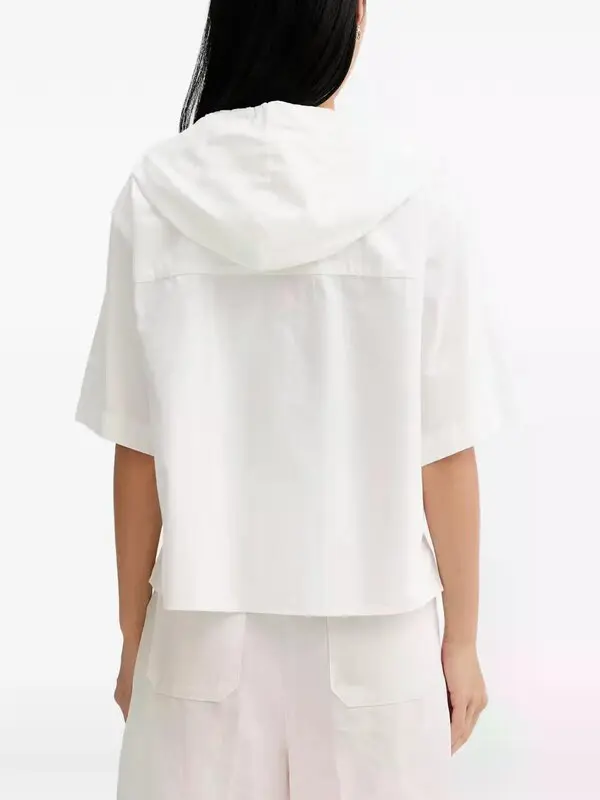 Marc O'polo Hooded Short-sleeved Cropped Shirt - White
