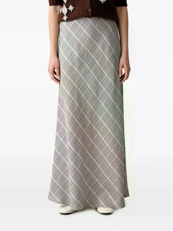 Munthe Checked Flared Maxi Skirt