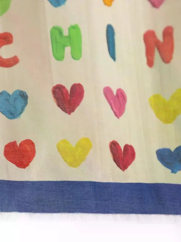 Moschino Heart-print Logo-lettering Scarf