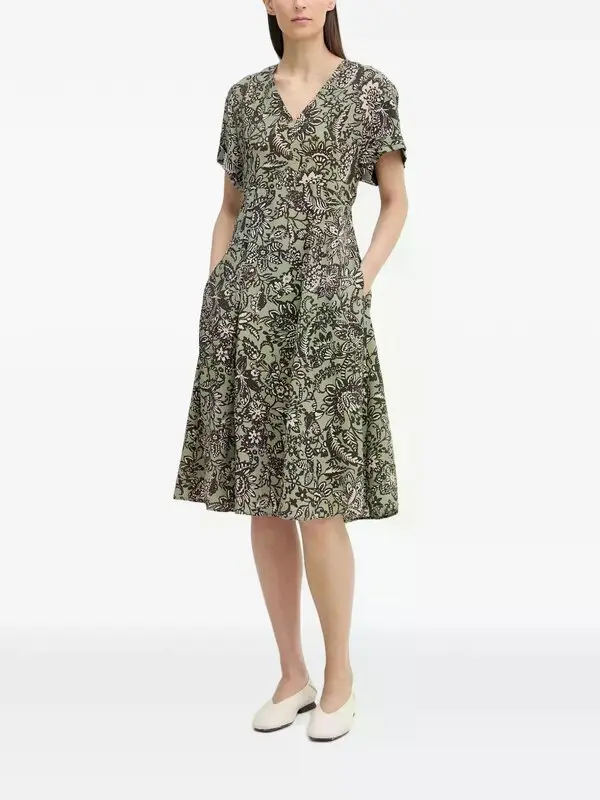 Marc O'polo Floral Print V-neck Short Sleeve Midi Dress