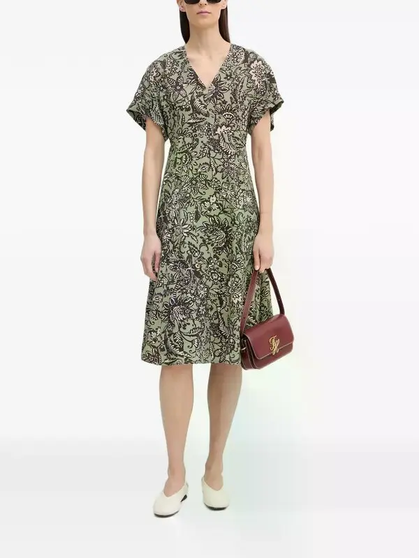 Marc O'polo Floral Print V-neck Short Sleeve Midi Dress