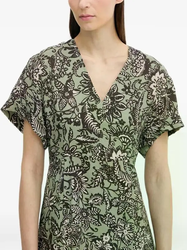 Marc O'polo Floral Print V-neck Short Sleeve Midi Dress