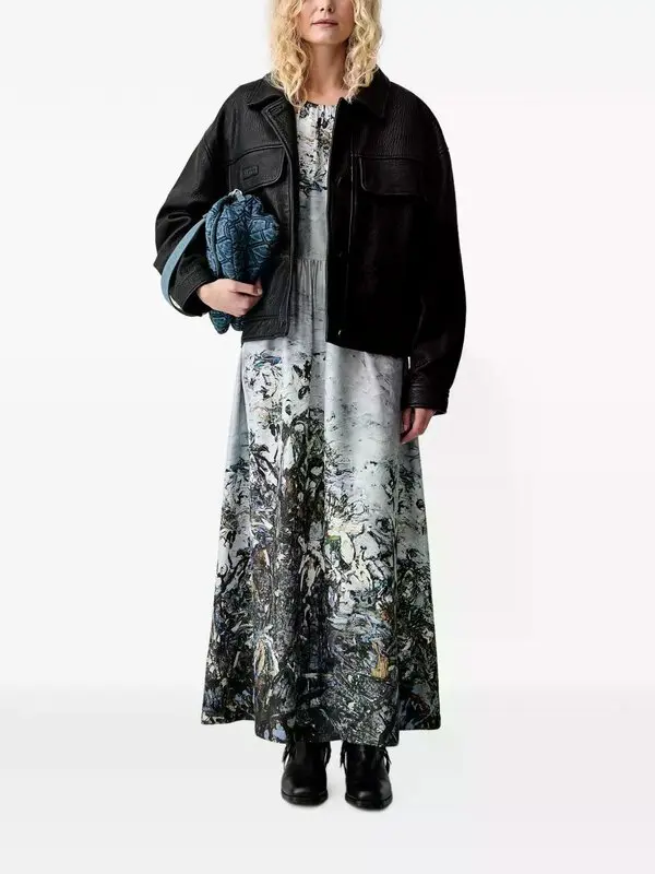 Munthe Abstract Print Puff Sleeve Maxi Dress