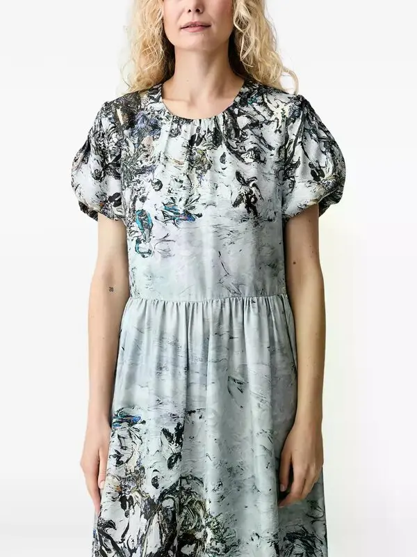 Munthe Abstract Print Puff Sleeve Maxi Dress