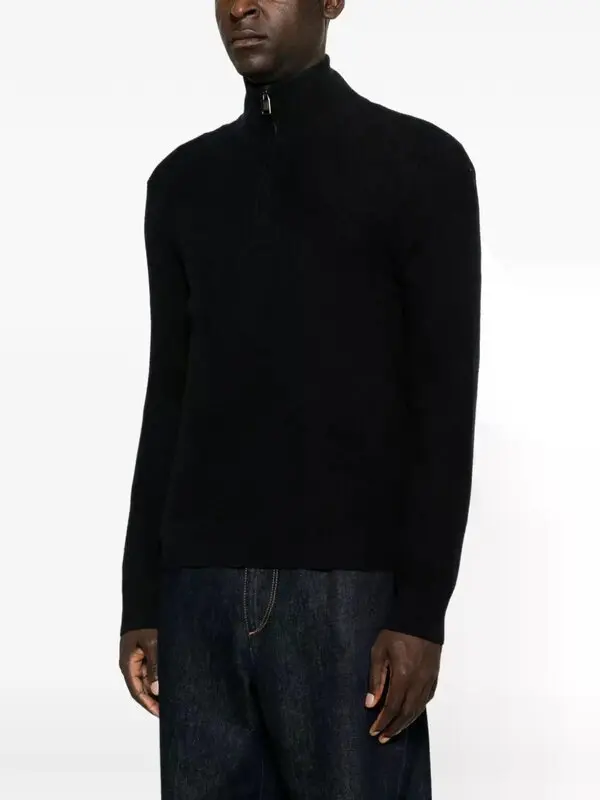 Brioni Half-zip Knitted Sweater - Black