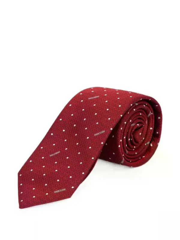 Moschino Polka-dot Logo-print Silk Tie