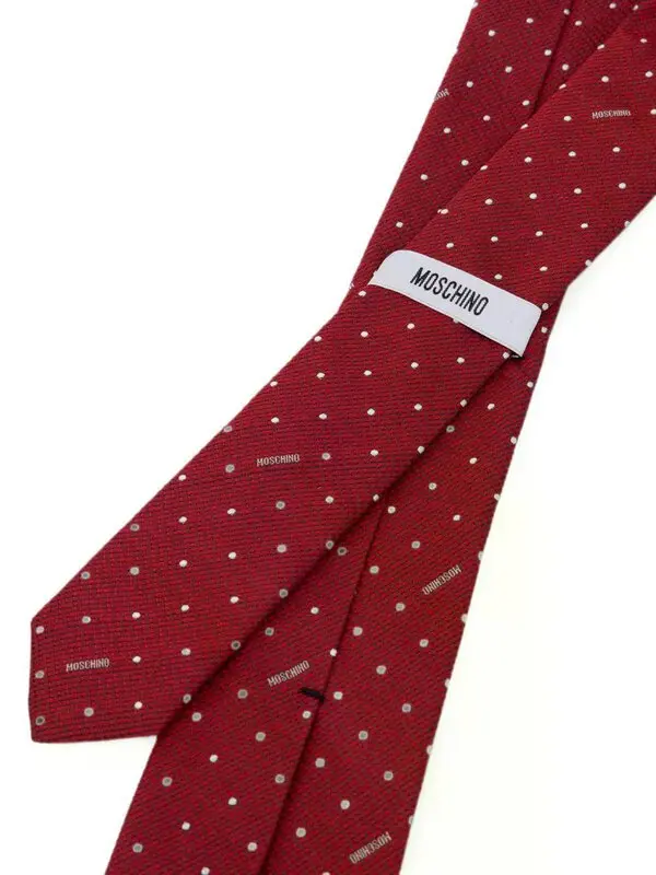 Moschino Polka-dot Logo-print Silk Tie