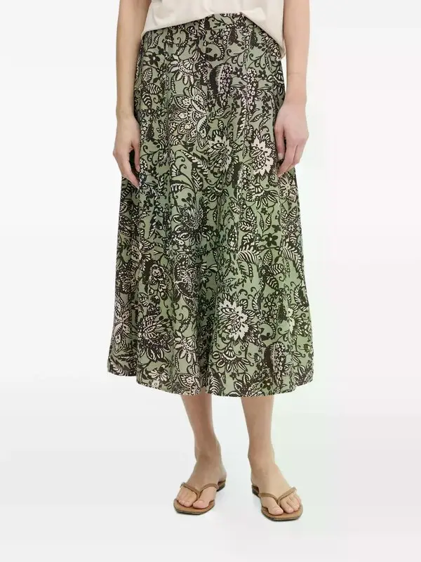 Marc O'polo Floral-print-flared Midi Skirt