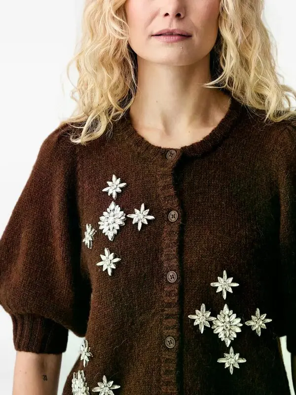 Munthe Crystal-embellished Puff Sleeve Cardigan