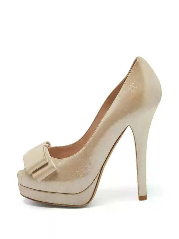 Fendi Peep-toe Bow Stiletto Pumps - Neutrals
