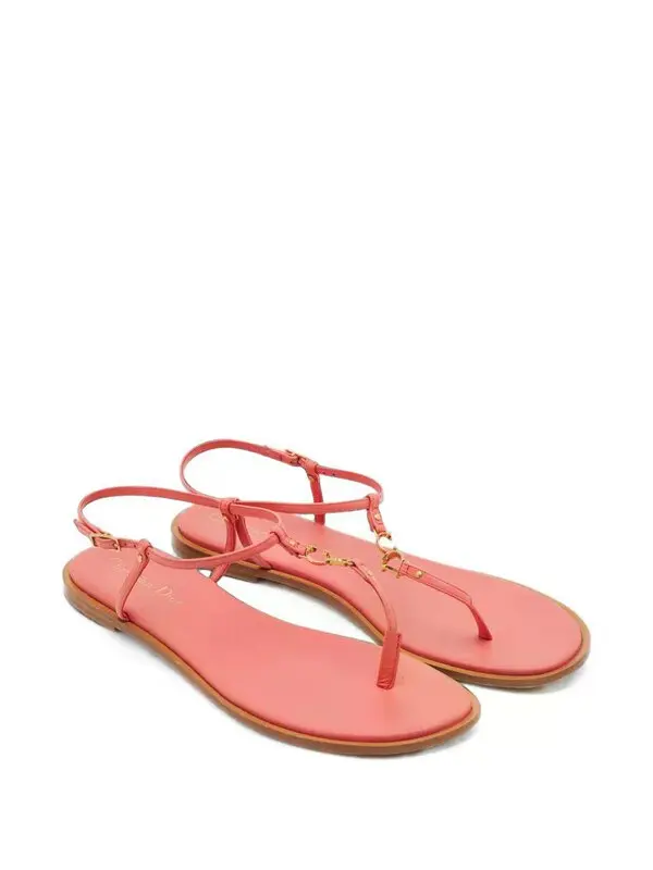 Dior Leather Thong Sandals With Cd Logo Charm - Pink