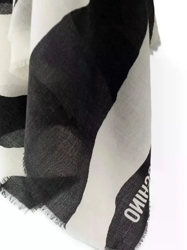 Moschino Zebra-print Frayed-edge Wool Scarf