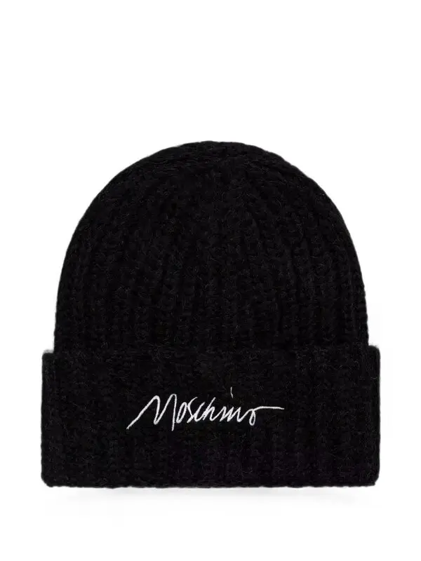 Moschino Logo-embroidered Ribbed Beanie Hat