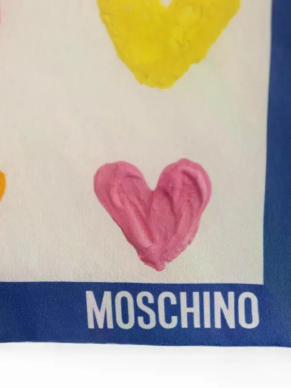 Moschino Heart-print Logo-detail Silk Scarf