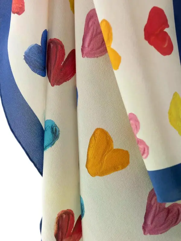Moschino Heart-print Logo-detail Silk Scarf