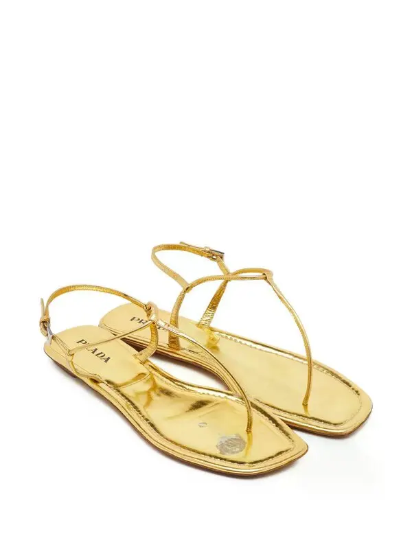 Prada Metallic Thong Sandals