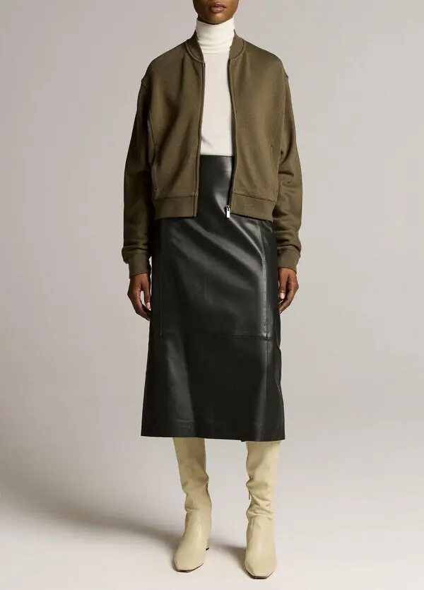 Vince Leather Midi Skirt