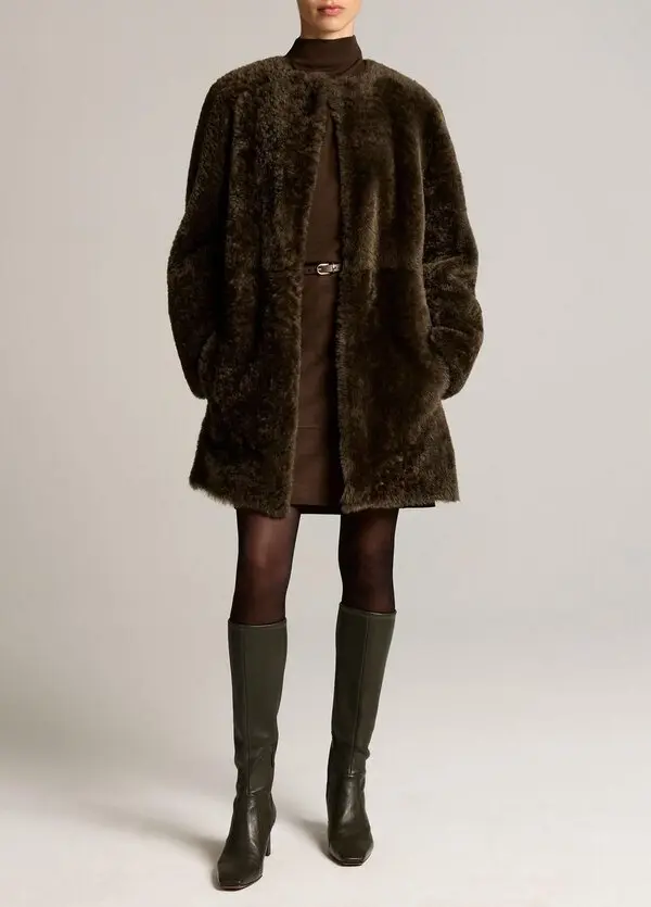 Vince Reversible Shearling And Suede Car Coat