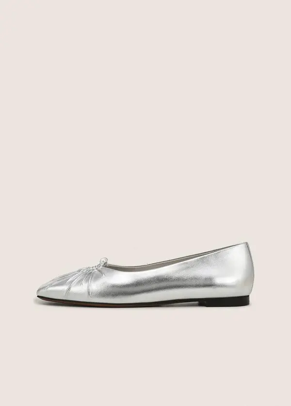Vince Metallic Leather Flat With Jewelry-inspired Ring