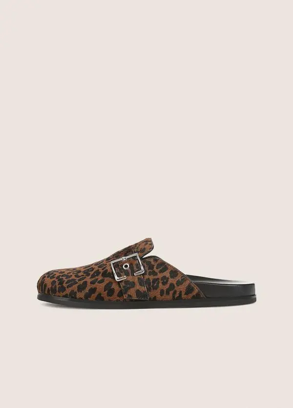 Vince Leon Leopard-print Calf Hair Clog - Brown Multi