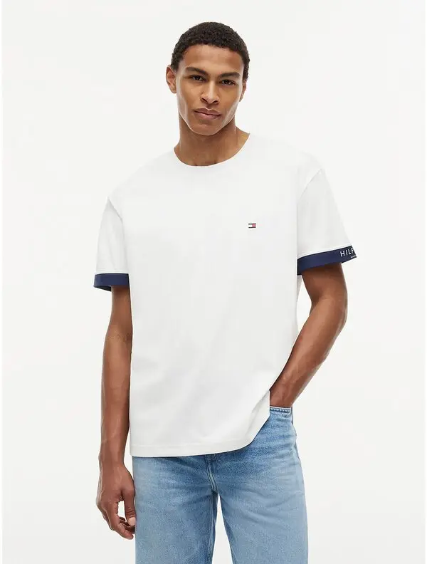 Tommy Hilfiger Marina Club Logo Cuffed T-shirt - White