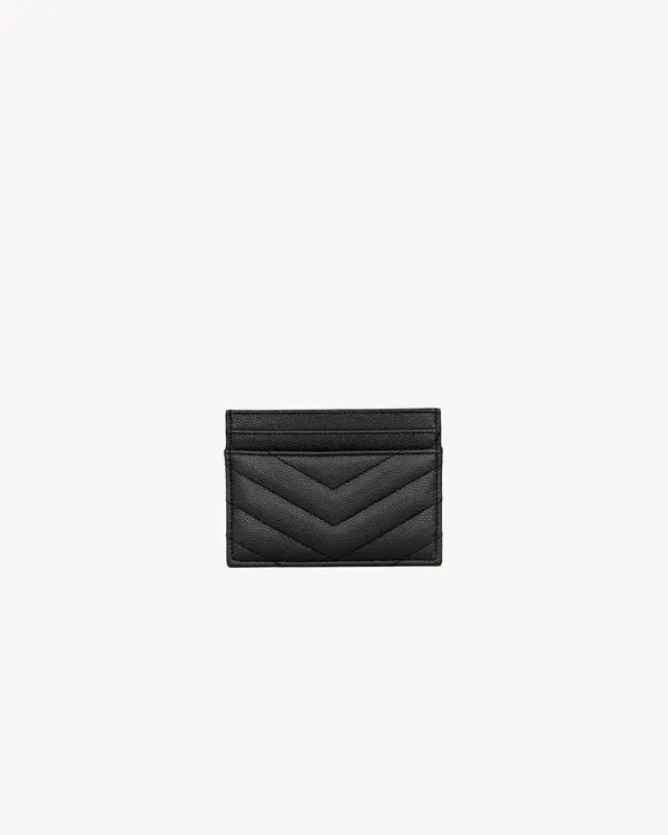 Saint Laurent Cassandre Matelassé Card Case In Grain De Poudre Leather