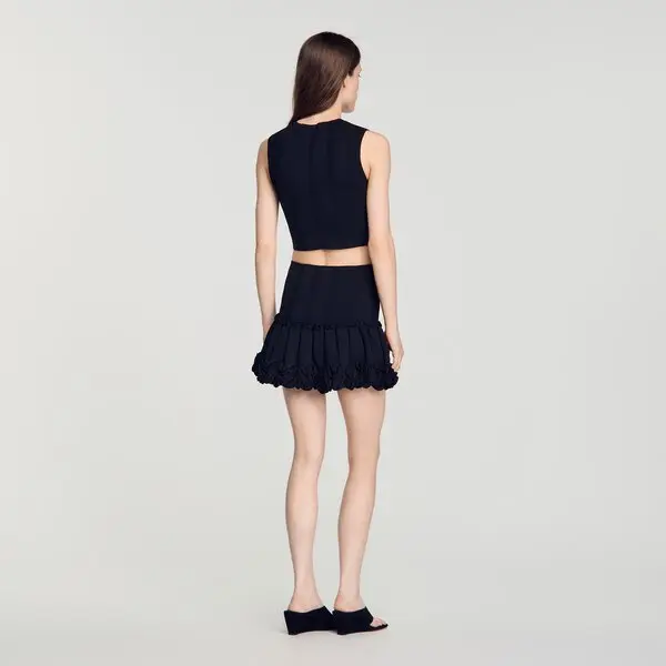 Sandro Cropped Ribbed Knit Top
