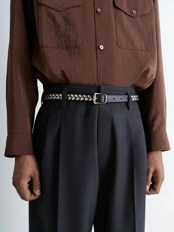 LEMAIRE Almond Stud Belt - Brown