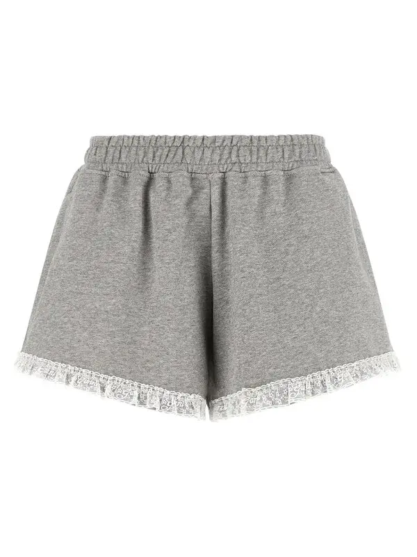GANNI Isoli Shorts With Lace Trim - Gray