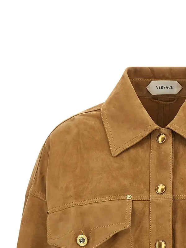 Versace Suede Blouson With Medusa Snap Buttons