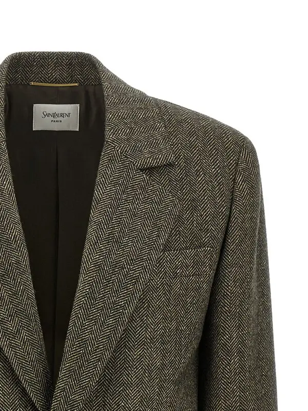 Saint Laurent Single-breasted Herringbone Blazer