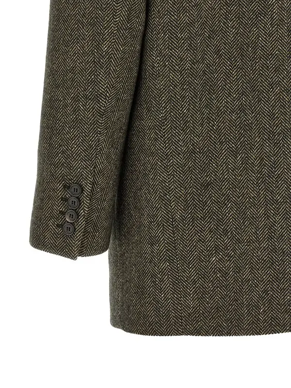Saint Laurent Single-breasted Herringbone Blazer