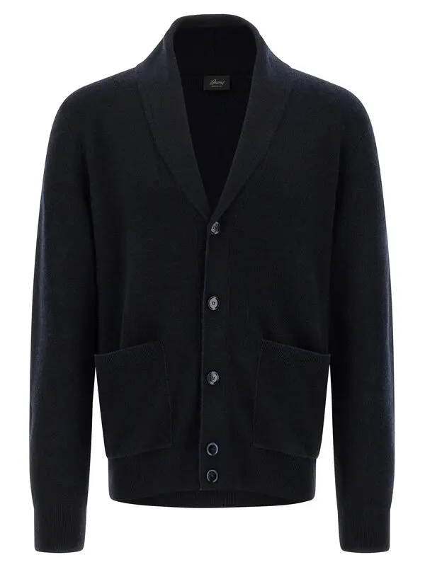Brioni Cashmere Blend Shawl Collar Cardigan