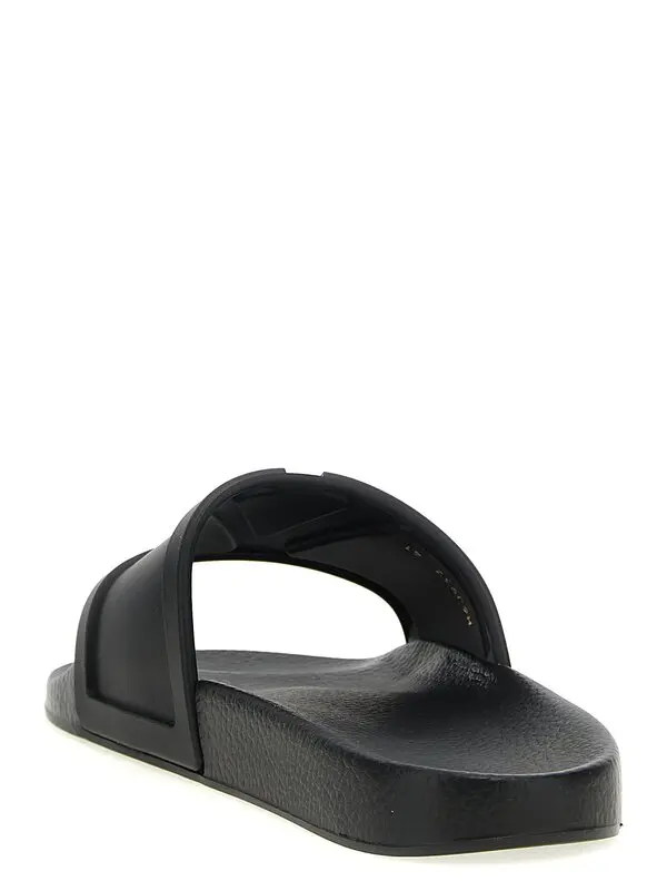 Valentino Garavani Coolside Embossed Logo Rubber Slides - Black