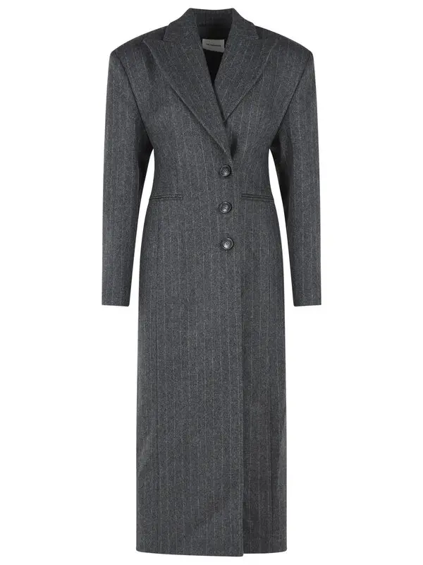 Andamane Ottavia Melange Wool Blend Coat With Peak Lapels