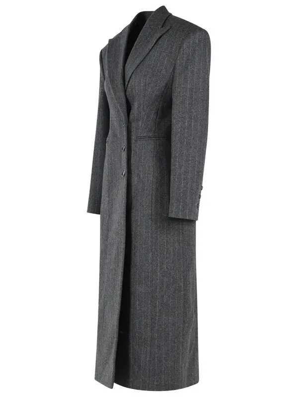 Andamane Ottavia Melange Wool Blend Coat With Peak Lapels