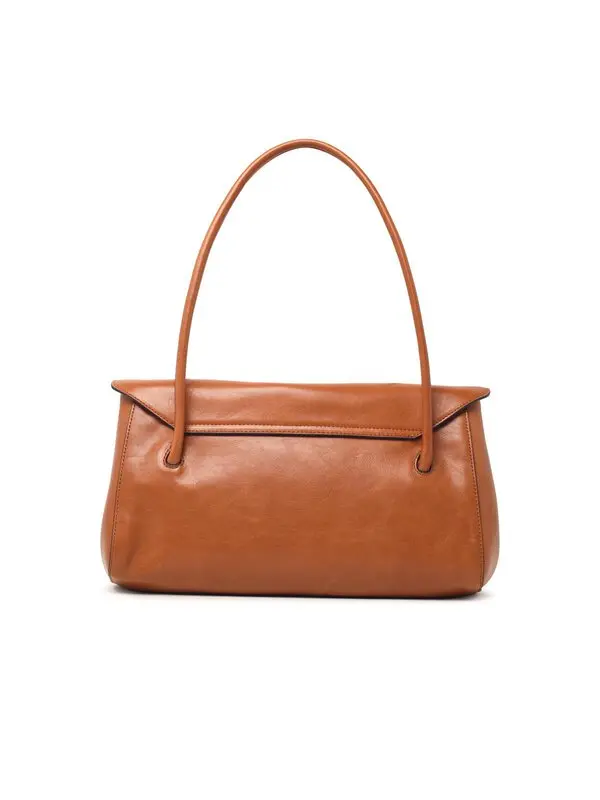 Marni Calfskin Leather Shoulder Bag With Turn Lock Closure - Brown