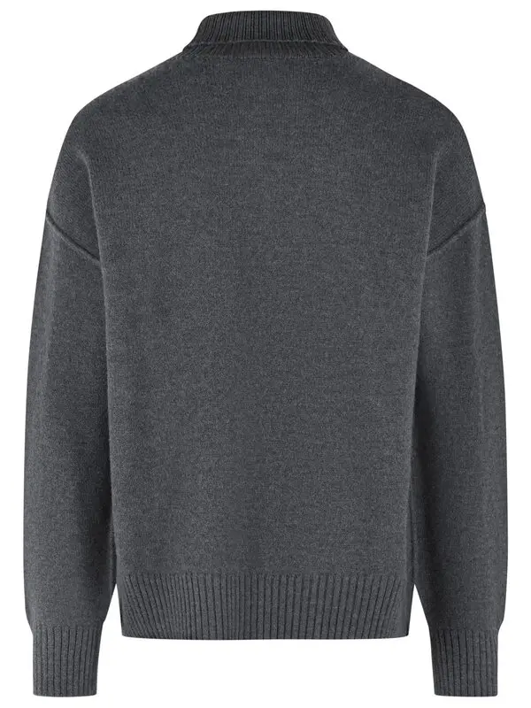 AMI Paris Virgin Wool Turtleneck Sweater With Contrast Logo