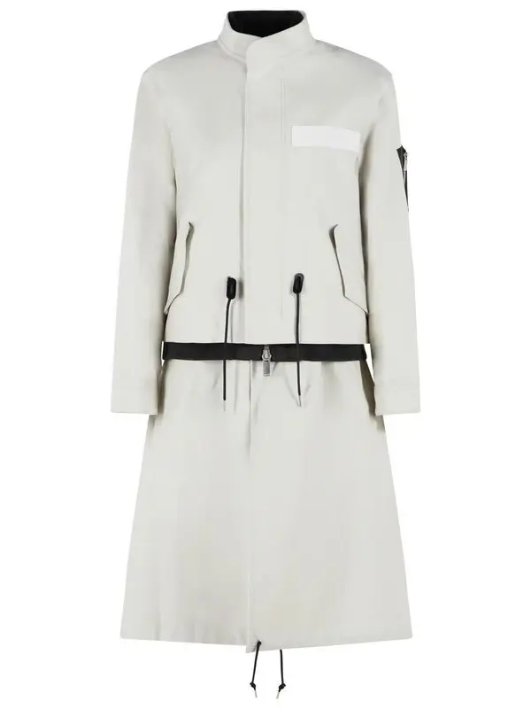 Sacai Wool Coat With Raised Neck And Drawstring Hem
