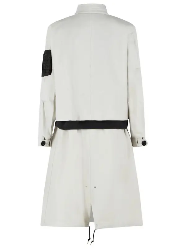 Sacai Wool Coat With Raised Neck And Drawstring Hem