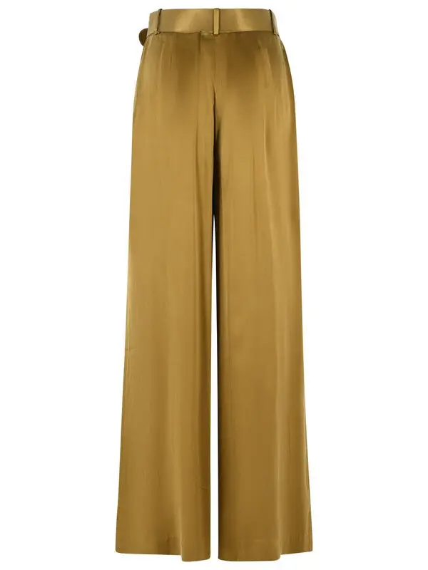 Zimmermann Tuck Olive Silk Pants
