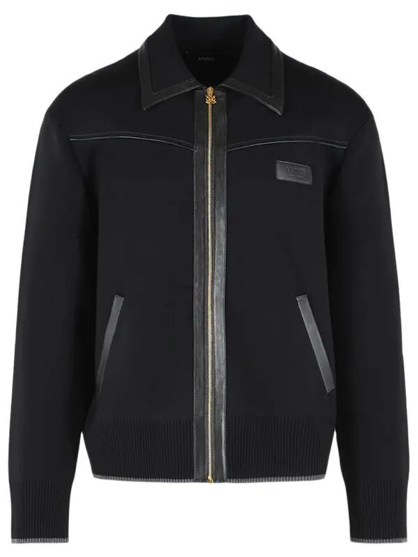 Amiri Wool Zip-up Jacket With Leather Details