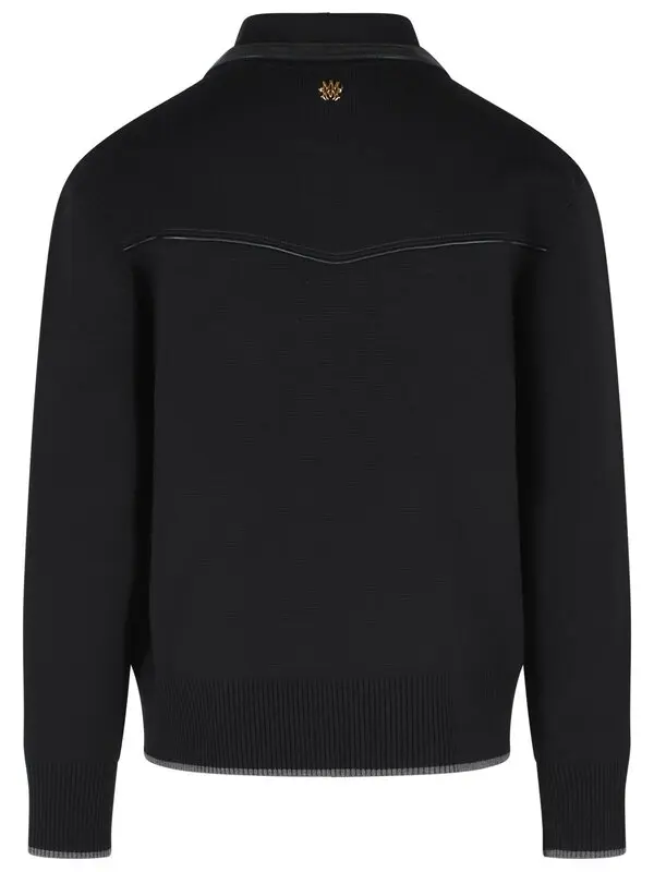 Amiri Wool Zip-up Jacket With Leather Details