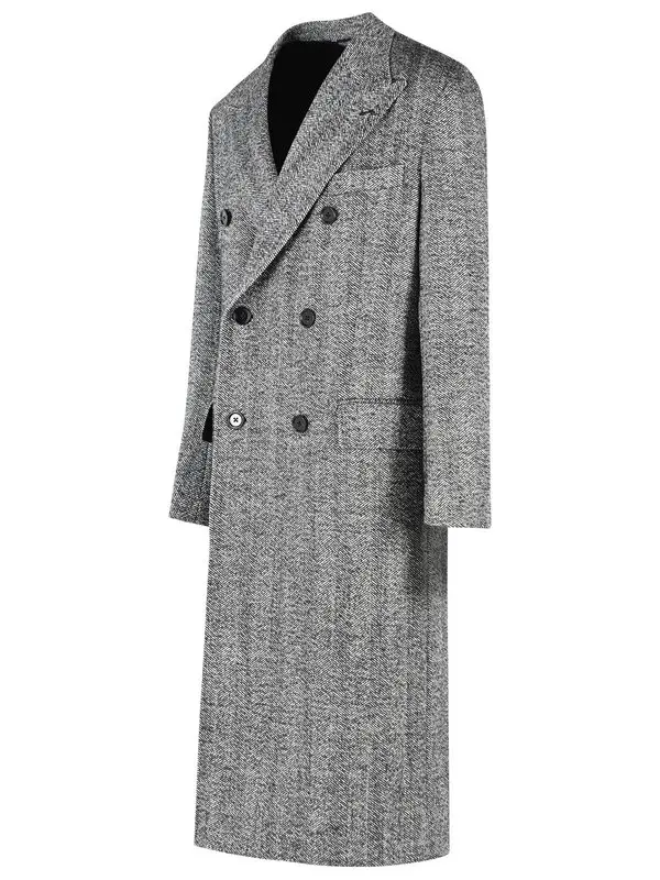 Dolce & Gabbana Fantasia' Long Grey Virgin Wool Coat
