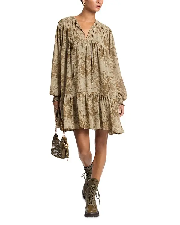 Michael Kors Printed Tiered Mini Dress