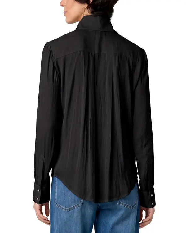 LIVERPOOL High Collar Tuxedo Shirt - Black