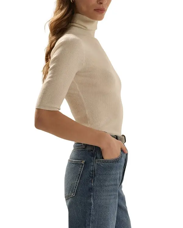 FAVORITE DAUGHTER The Amelia Wool Ribbed Turtleneck Top