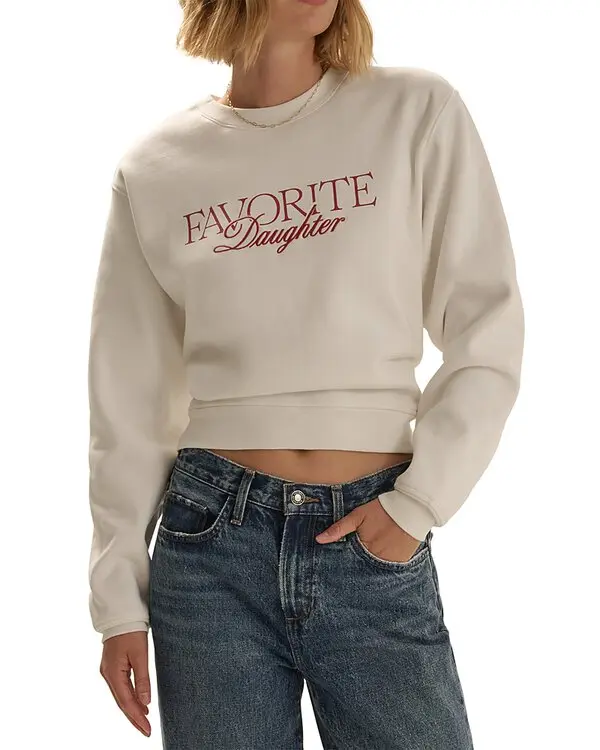 FAVORITE DAUGHTER Embroidered Ritzy Cropped Sweatshirt