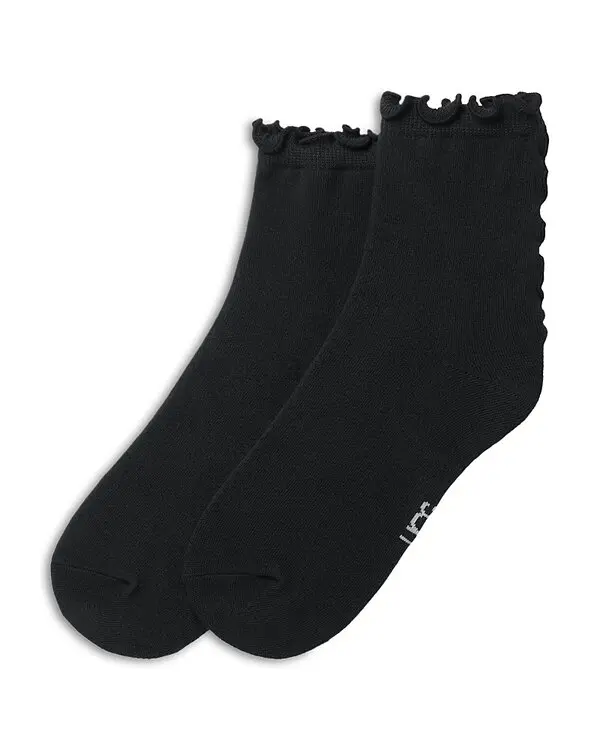 UGG Karsyn Lettuce Edge Quarter Socks - Black