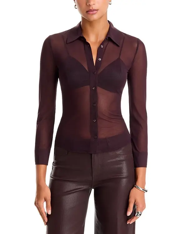 L'Agence Indiana Fitted Sheer Blouse